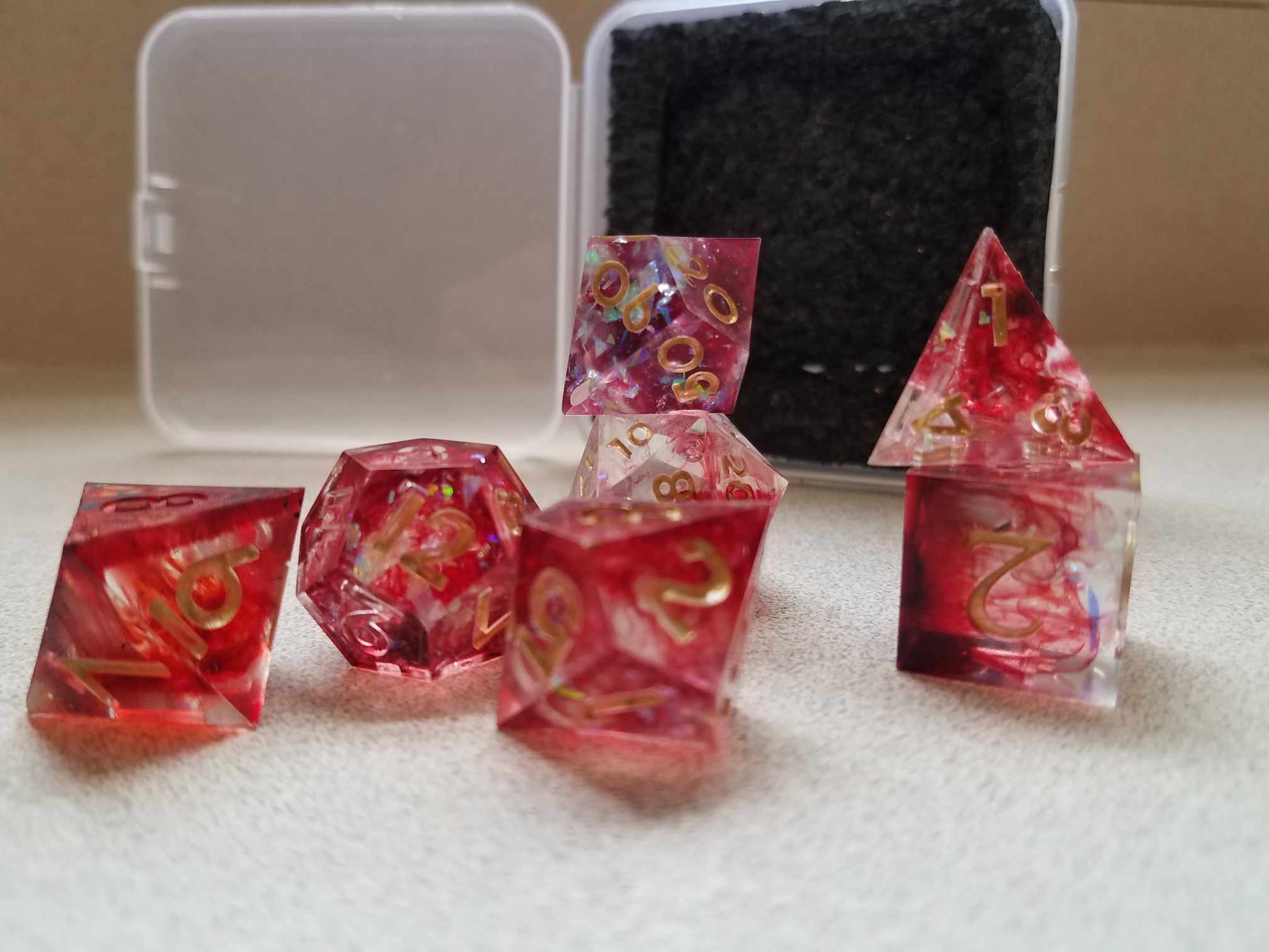 Full Set of 7 DND Dice Red Cosmic Galaxy Magical Swirled Dice. Gorgeous ...