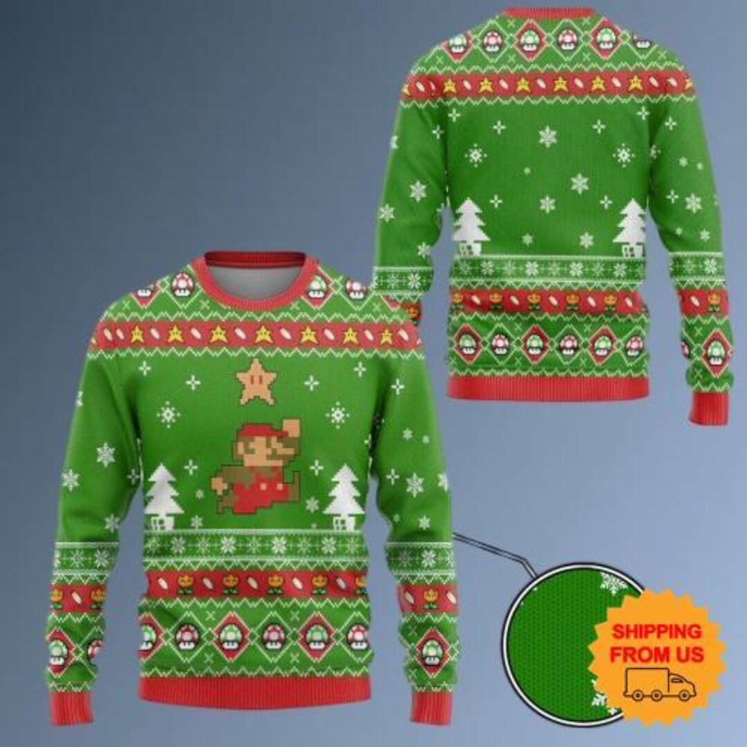 Nintendo Super Mario Custom Ugly Christmas Sweater, Super Mario Sweater ...