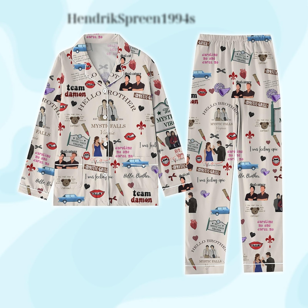 The Vampire Diaries Pajamas Set, Damon Salvatore Pajamas Set, Hello ...