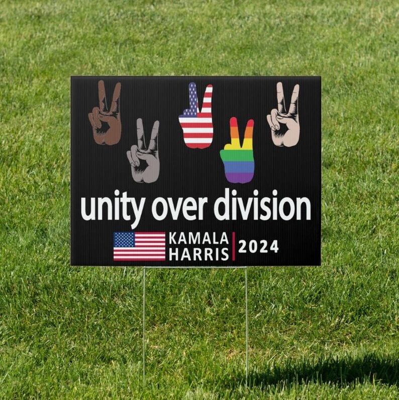 Kamala Harris Tim Walz 2024 Yard Sign, Unity Over Division Yard Sign ...