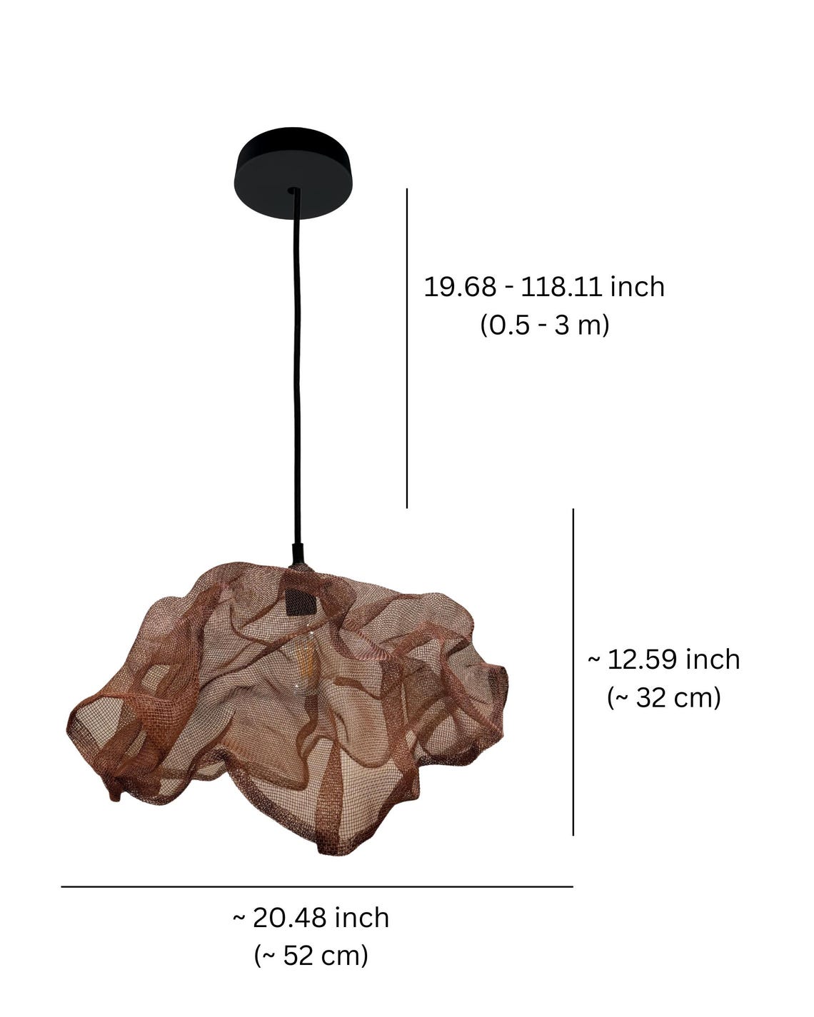 Copper Pendant Light | Wire Mesh Lampshade | Modern Hanging Light ...