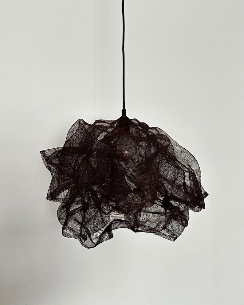 Brown Steel Pendant Light Wire Mesh Lampshade Hanging Lamp Metal ...