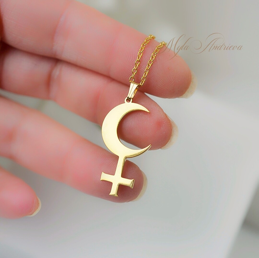 Lilith Gold Necklace, Occult, Lilith Sigil, Dark Feminine, Black Moon ...