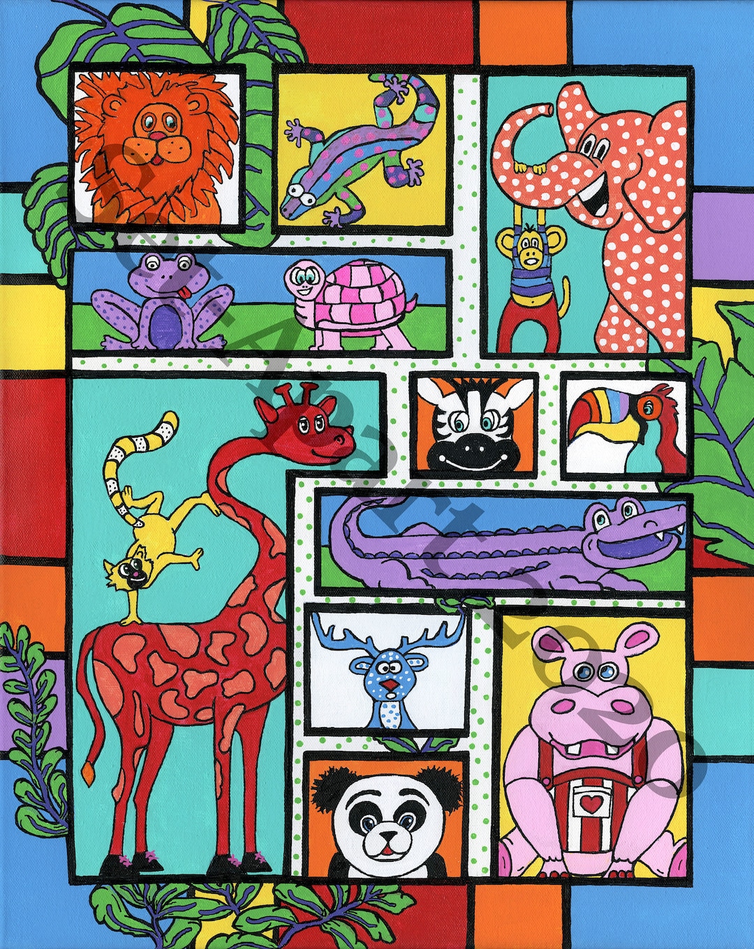 Jungle, Jolly, Animals, Silly, Monkey, Giraffe, Hippo, Lion, Panda ...