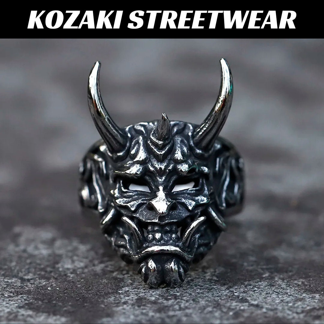 Japanese Oni Mask Ring 316L Stainless Steel Japanese Demon Hannya - Etsy