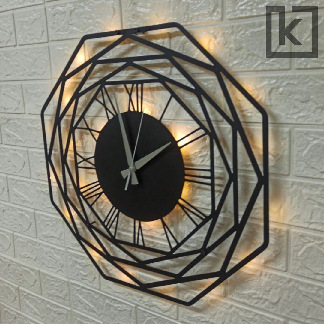 Octagon Metal Wall Clock, Large Modern Wall Clock, Oversized Wall Clock ...