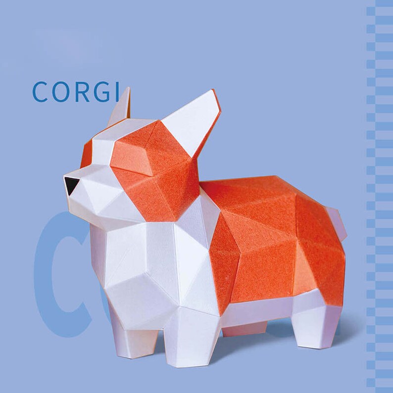Corgi 3D Papercraft Material No Cutting/ DIY Material Package/art ...
