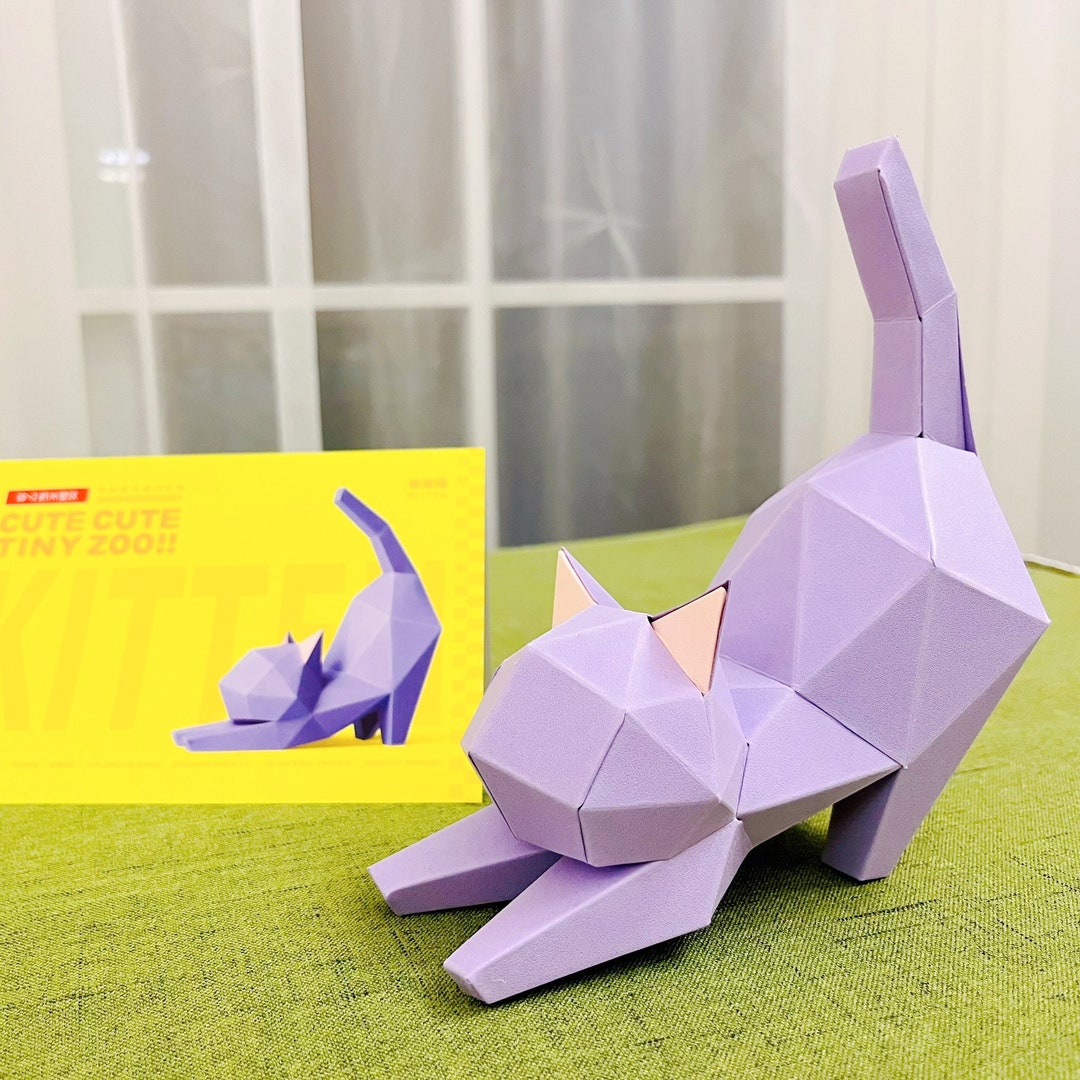 Elegant Kitten 3D Papercraft Kit No Cutting/ DIY Material Package/art ...