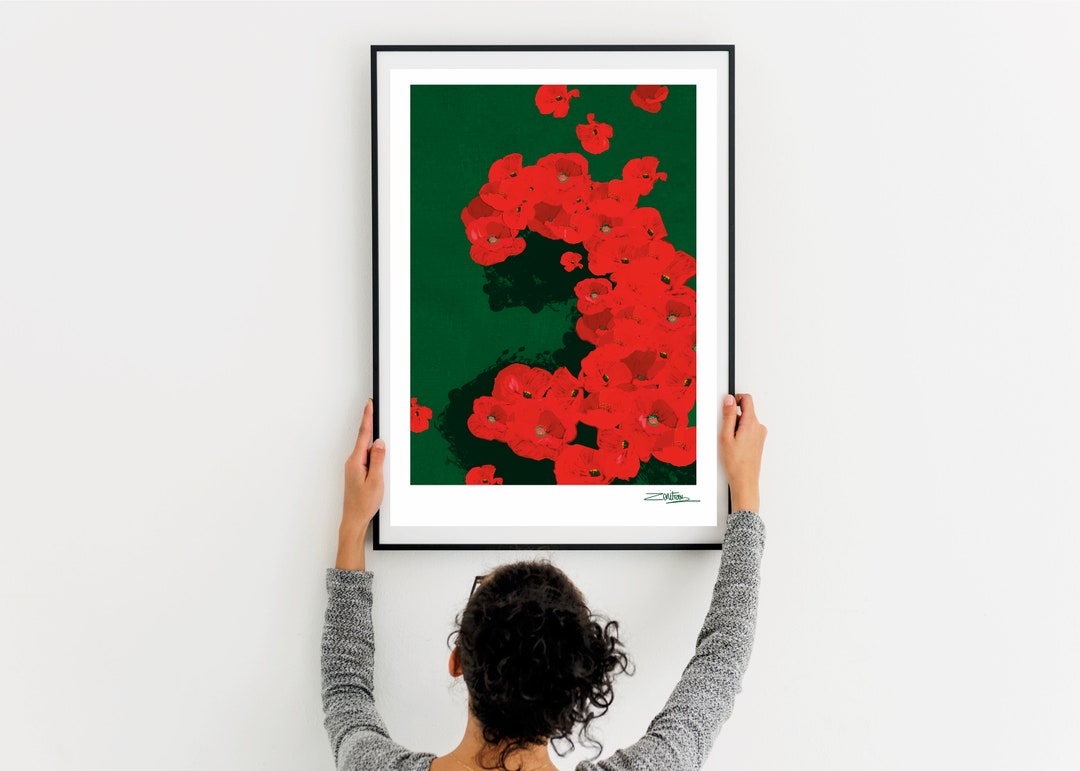 Art Print Poppy Flowers Art Poster to Frame Illustration Floral Flowers ...