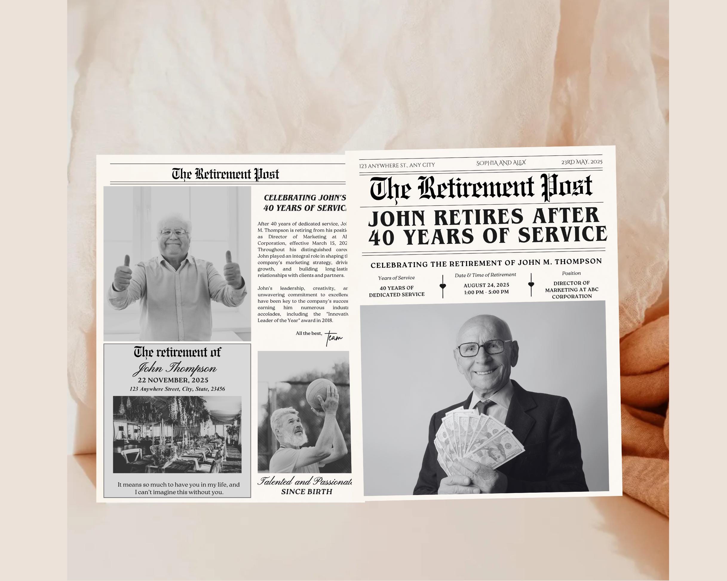 Retirement Newspaper | Work Anniversary Gift | Retirement Card Poster ...