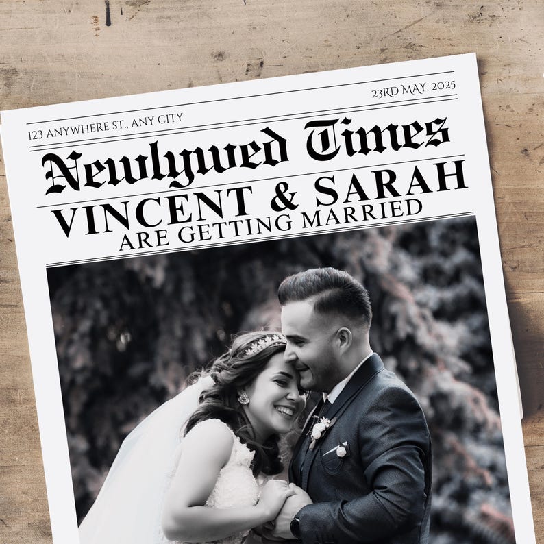 Wedding Newspaper Invitation Template, Wedding Newspaper Club Wedding ...