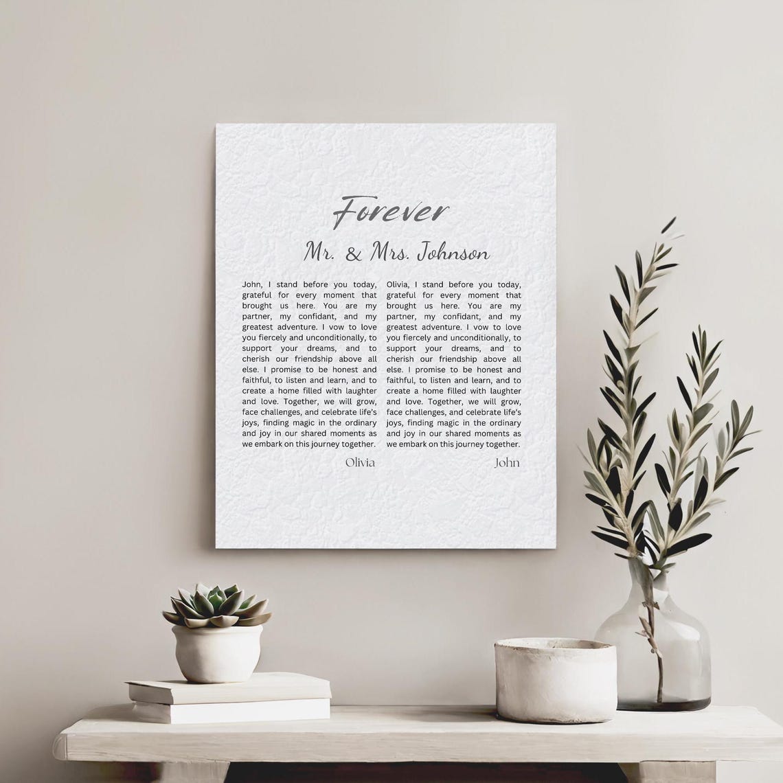 Wedding Vows Wall Art Print Template Instant Download Anniversary Gift ...