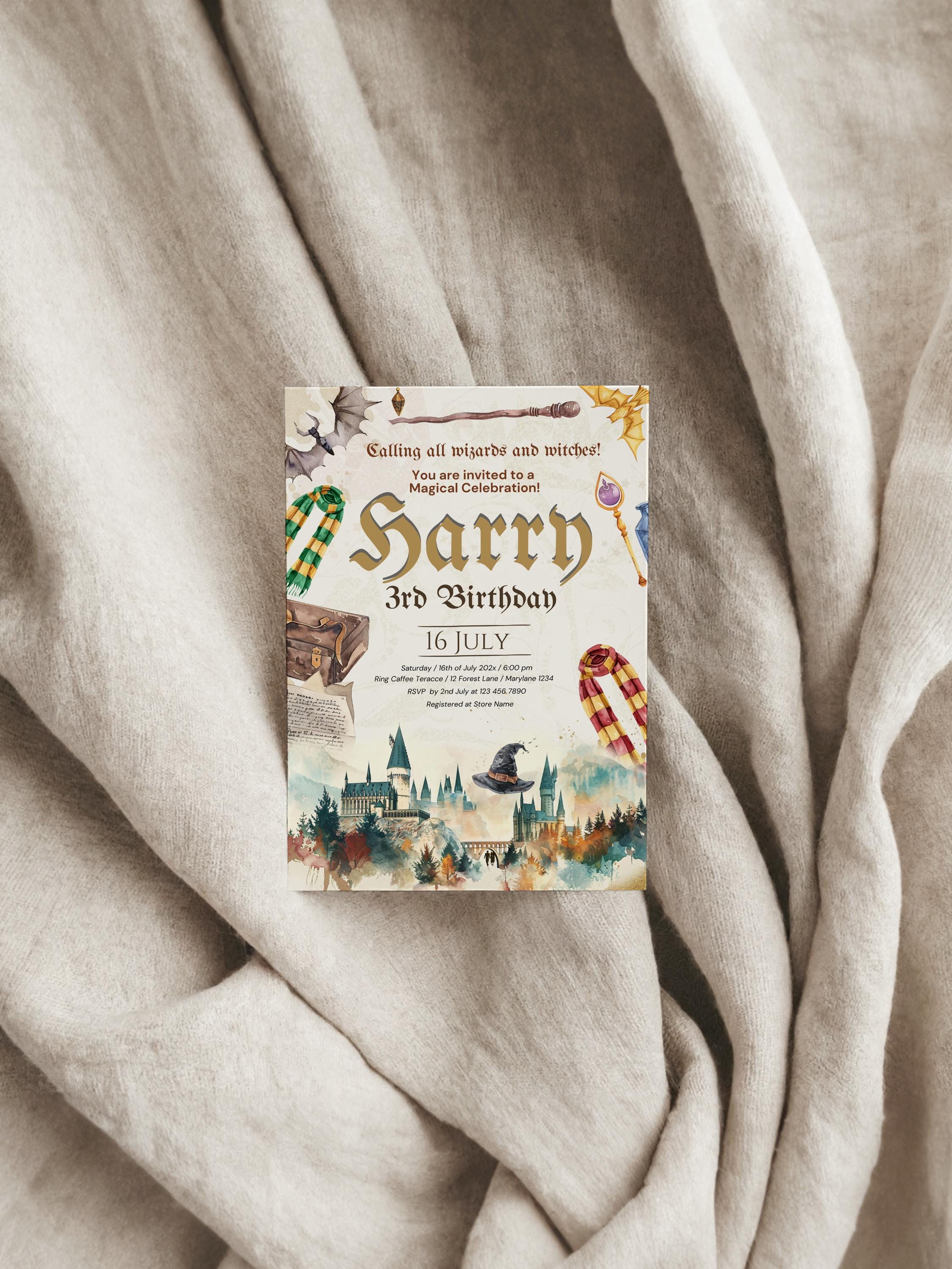 Editable Wizard Birthday Invitation Template Magic Theme Birthday Party ...