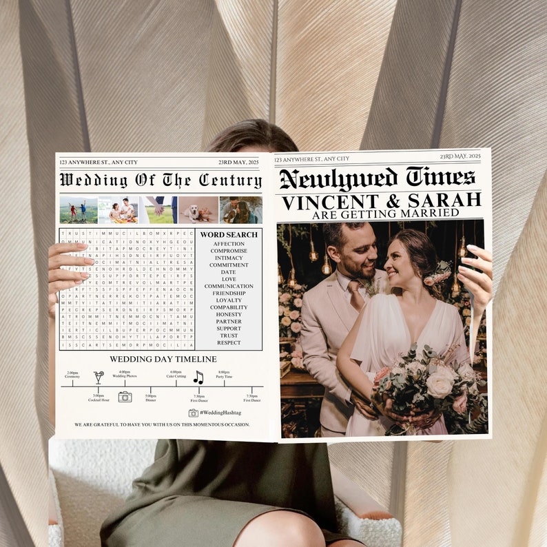 Wedding Newspaper Invitation Template, Wedding Newspaper Club Wedding ...