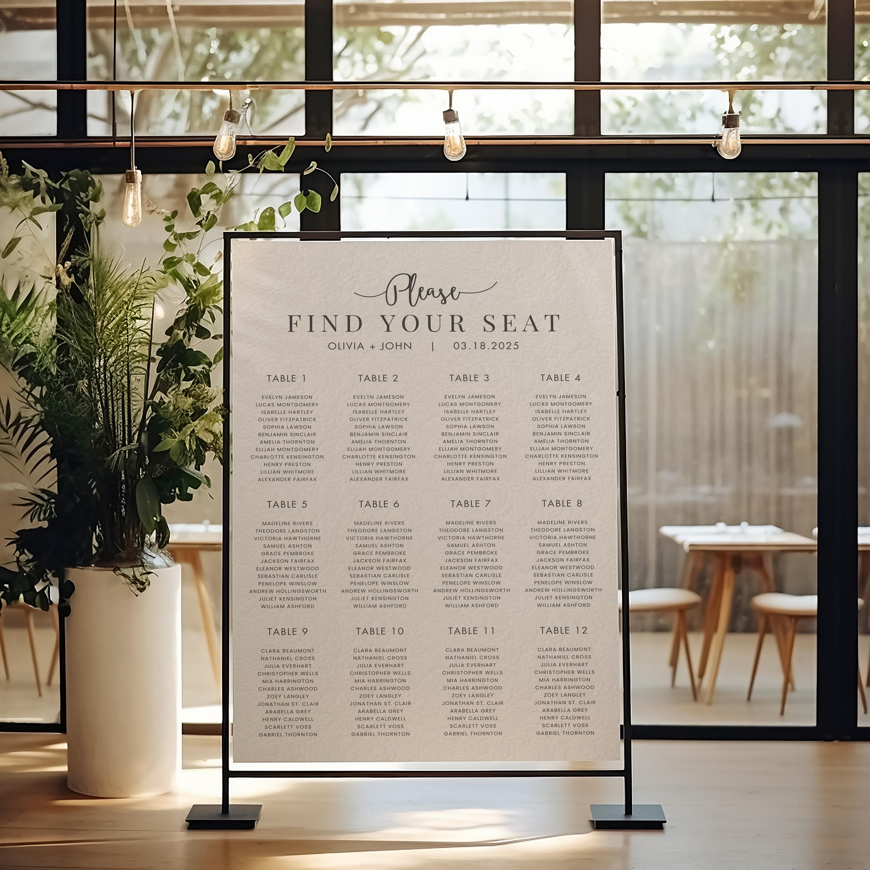 Wedding Seating Chart Template, Wedding Seating Chart Board, Printable ...