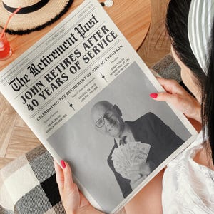 Retirement Newspaper | Work Anniversary Gift | Retirement Card Poster ...