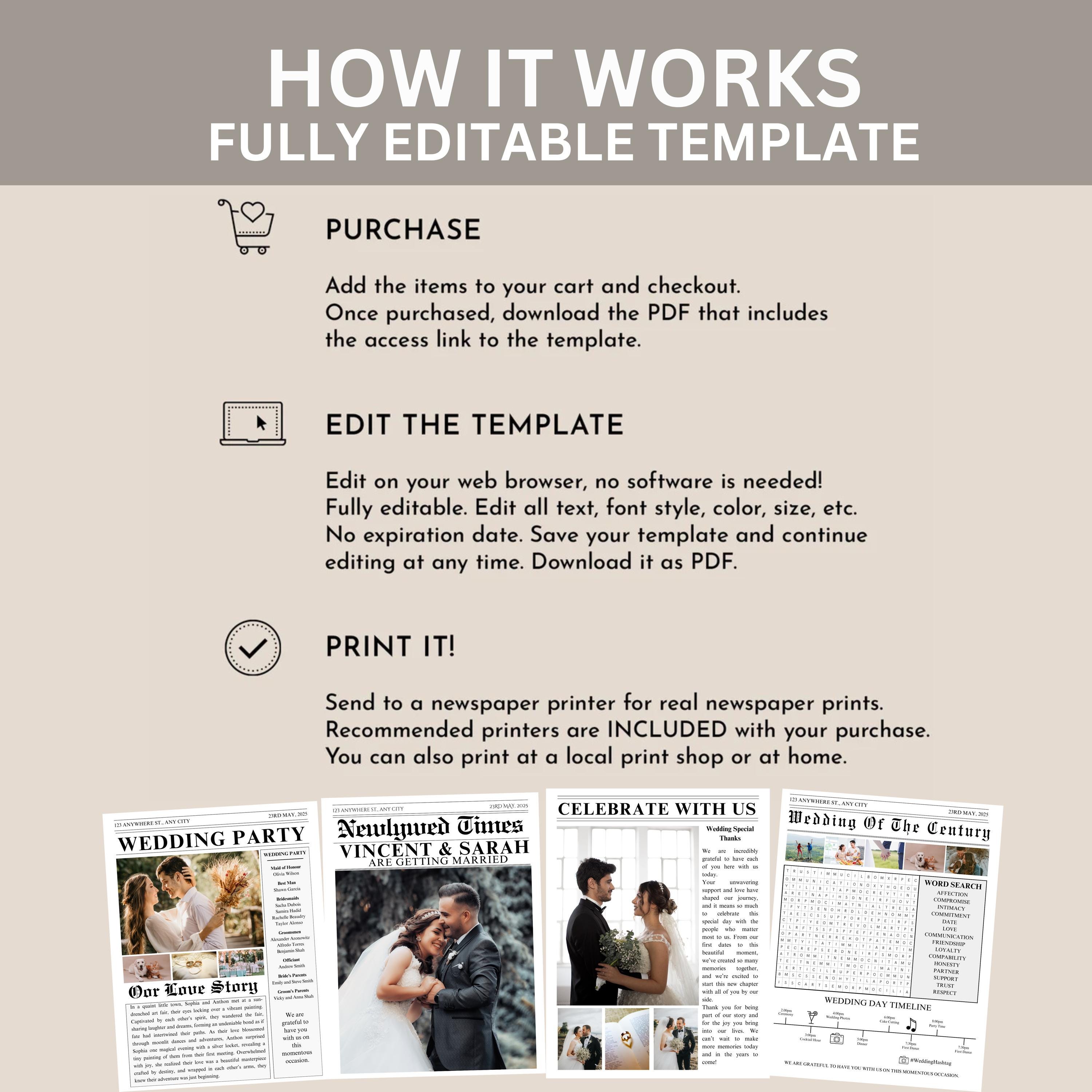 Wedding Newspaper Invitation Template, Wedding Newspaper Club Wedding ...