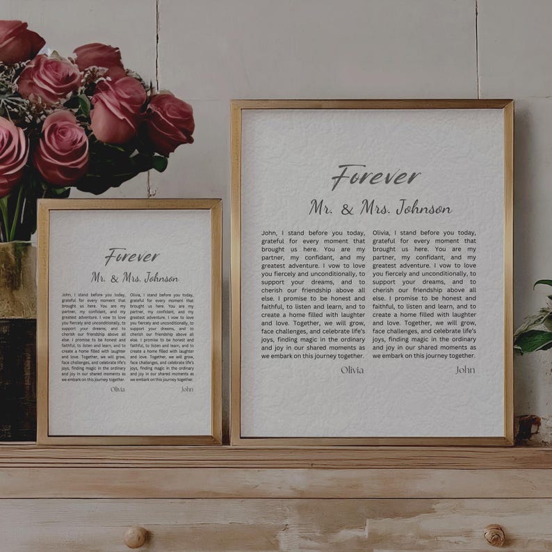 Wedding Vows Wall Art Print Template Instant Download Anniversary Gift ...
