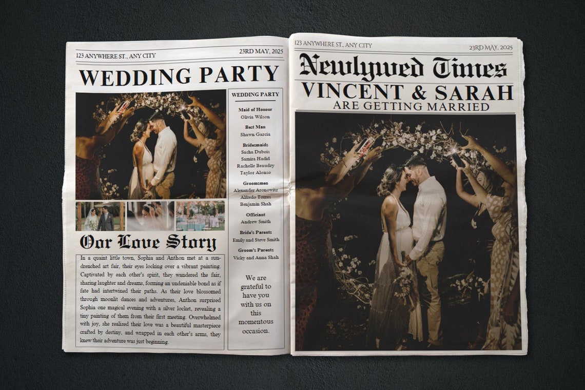 Wedding Newspaper Invitation Template, Wedding Newspaper Club Wedding ...
