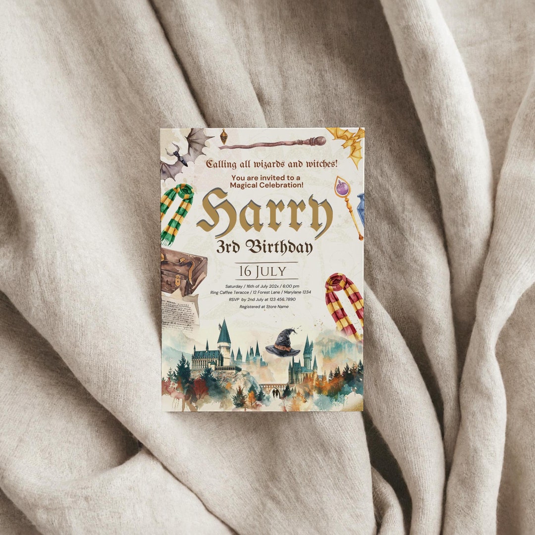 Editable Wizard Birthday Invitation Template Magic Theme Birthday Party ...
