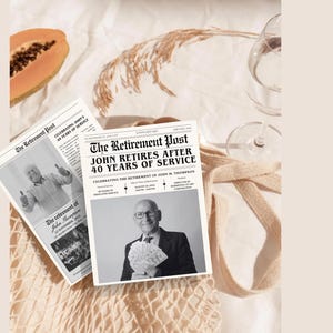 Retirement Newspaper | Work Anniversary Gift | Retirement Card Poster ...