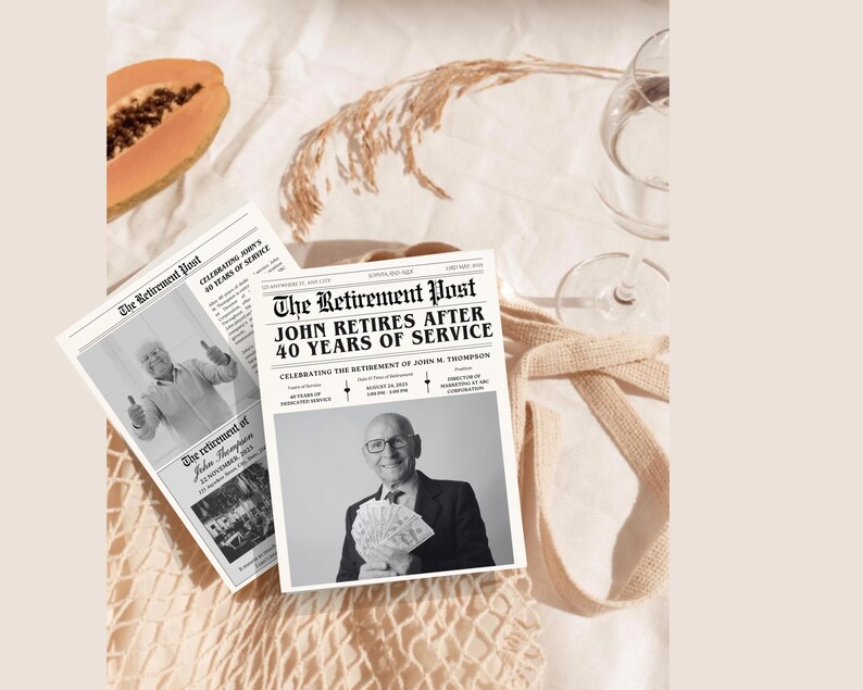 Retirement Newspaper | Work Anniversary Gift | Retirement Card Poster ...