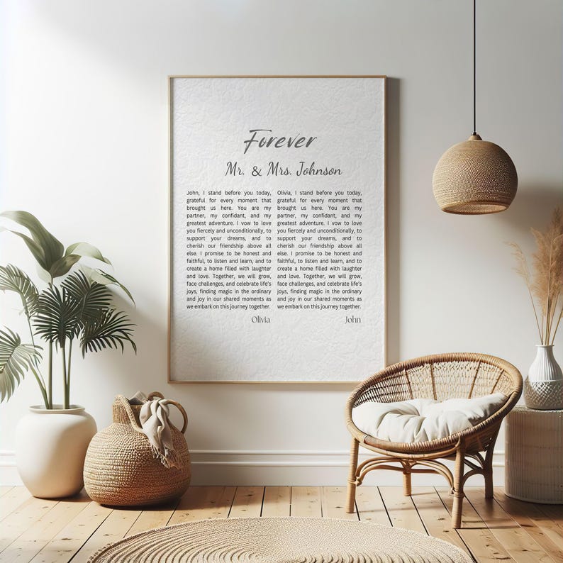 Wedding Vows Wall Art Print Template Instant Download Anniversary Gift ...