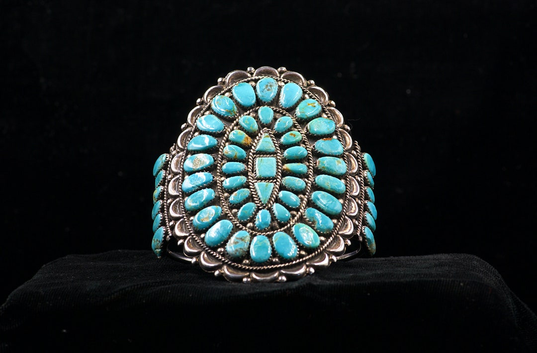 Vintage Native American Sterling Silver, Turquoise Cuff. Signed JW ...