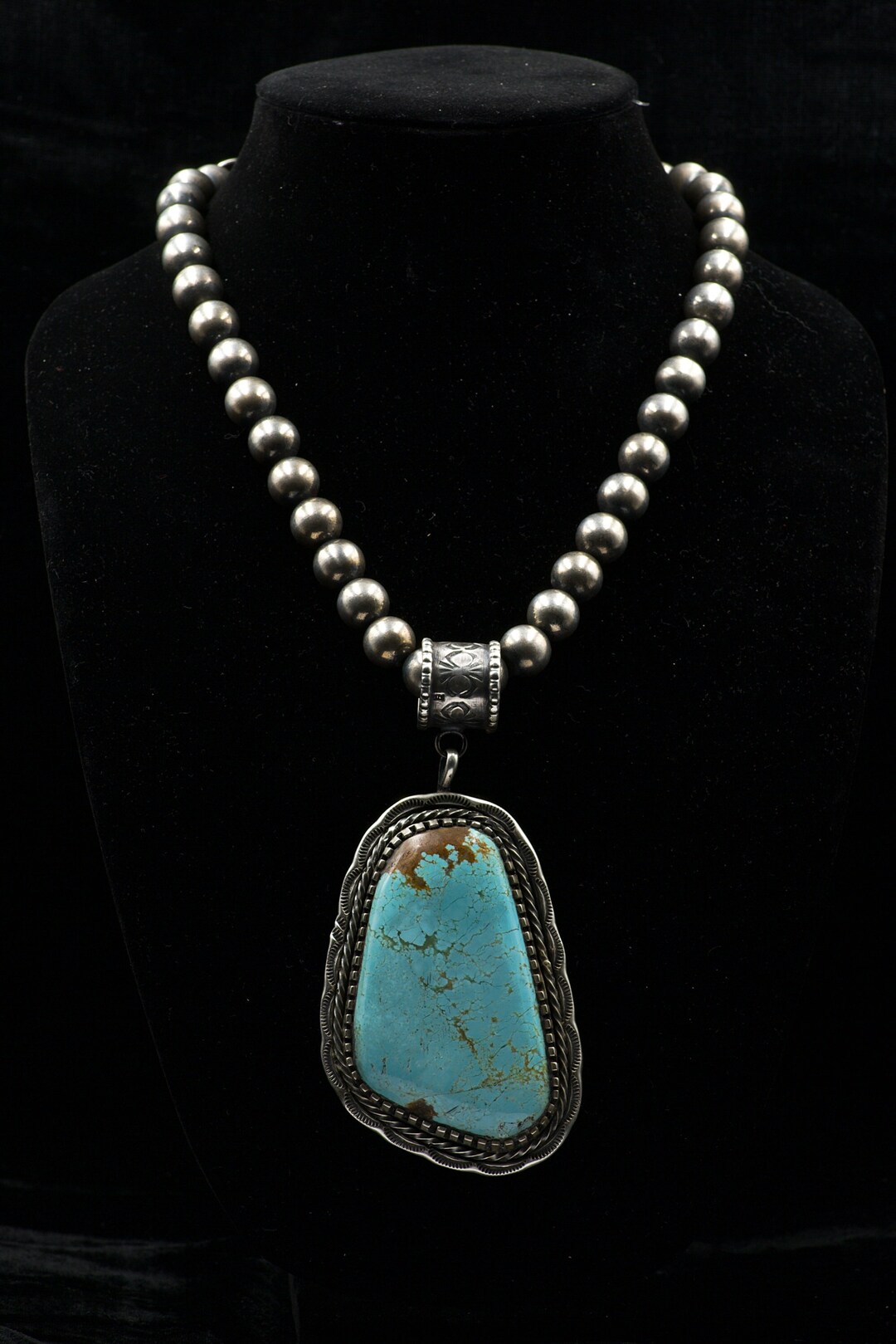 Charlene Little Signed No. 8 Turquoise Sterling Silver Pendant Necklace ...