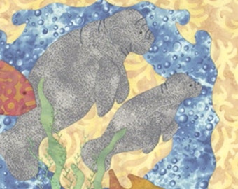 Manny and Momma Manatee Fusible Applique Quilt Pattern - Etsy