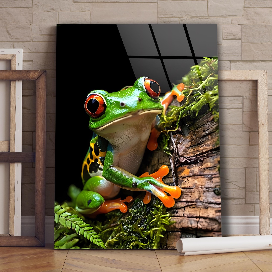 Cute Frog Glass Wall Art Tempered Glass Printing Decorative Wall Art ...