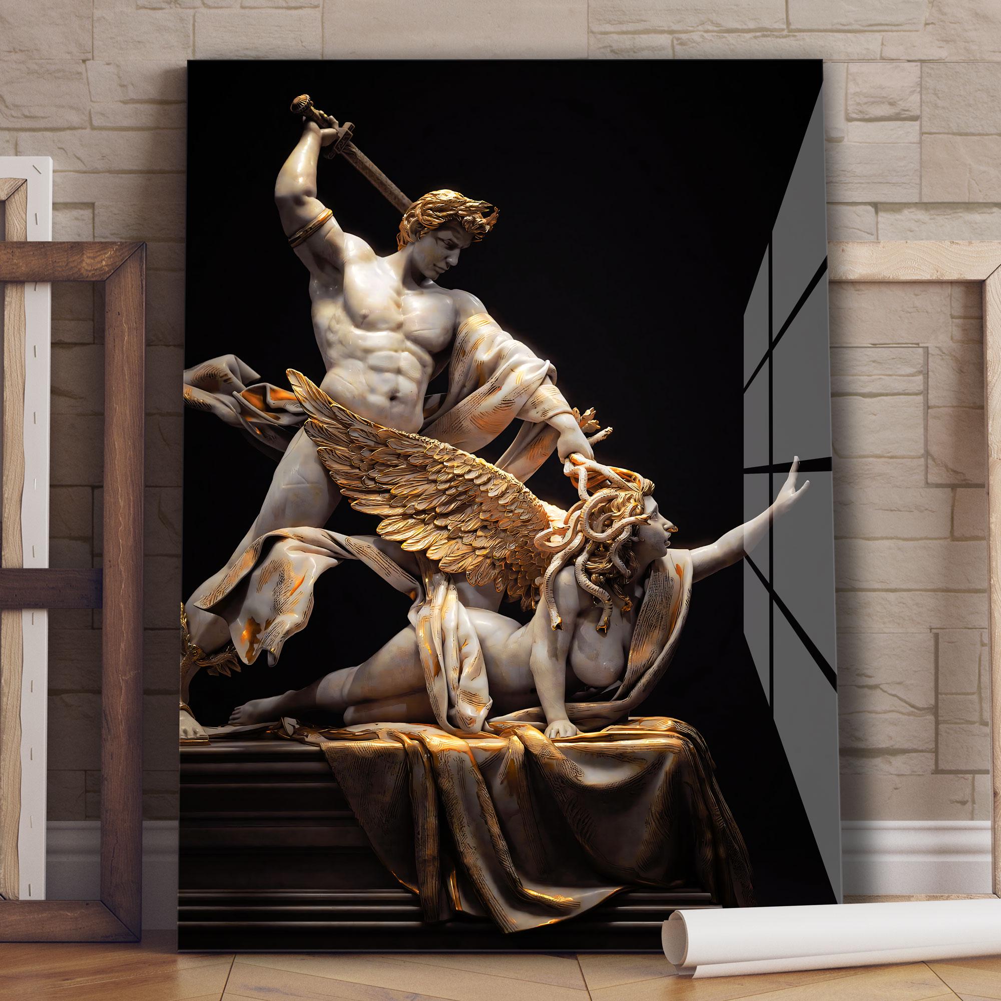 Tempered Glass Perseus & Medusa Wall Art: Greek Mythology Decor - Etsy