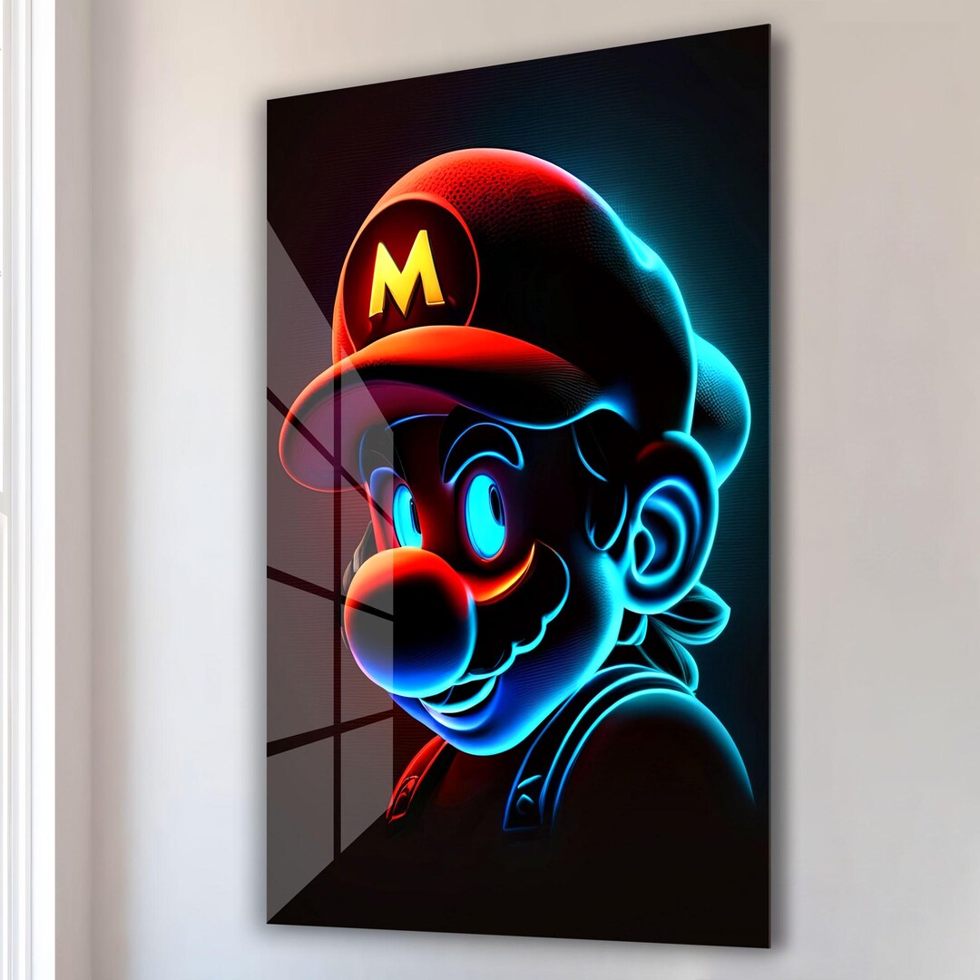 Super Mario Glass Wall Art Tempered Glass Printing Decorative Wall Art ...