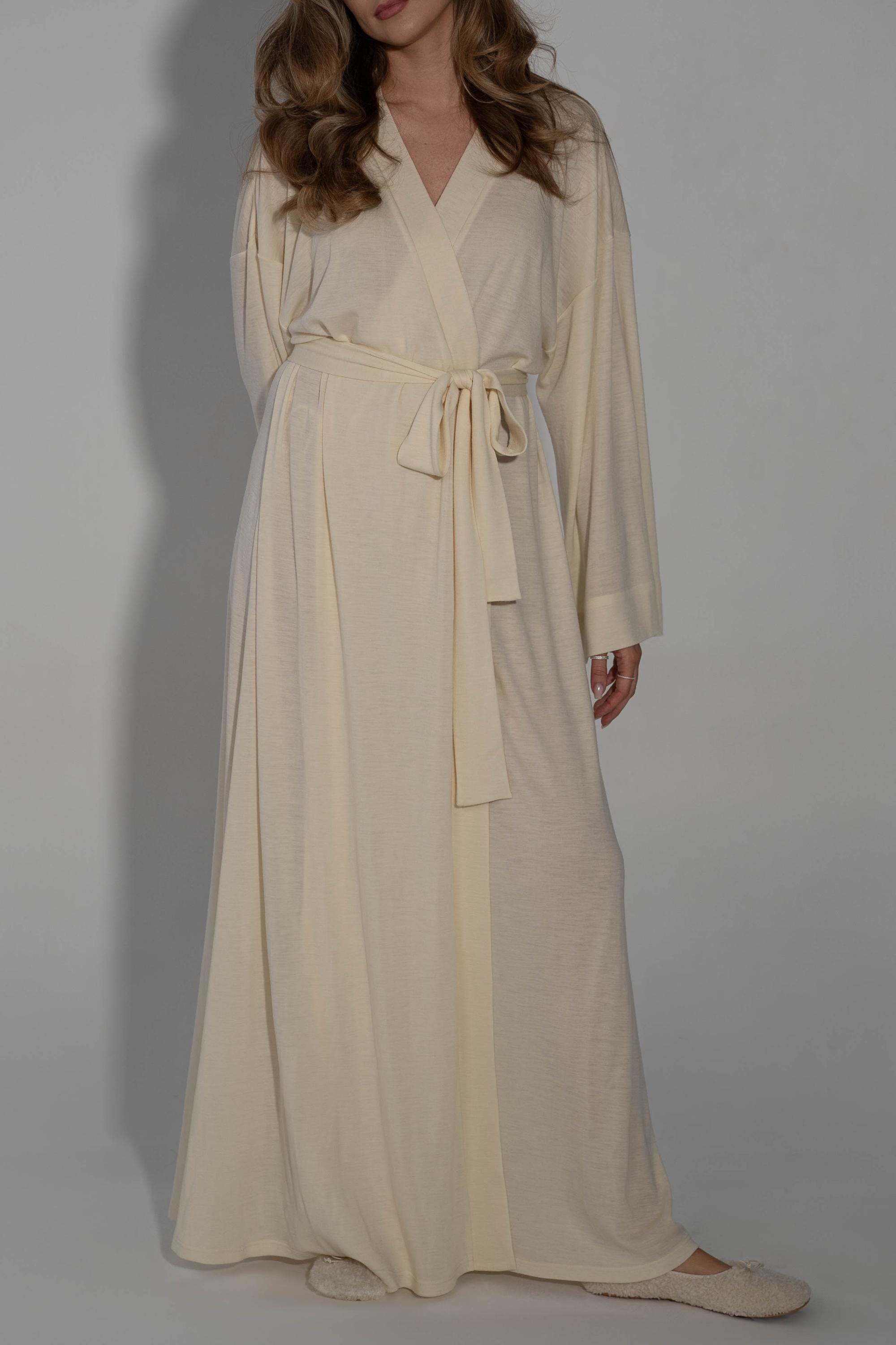 Softest Merino Wool Nightgown With Belt, 100% Merino Wool Lightweight ...