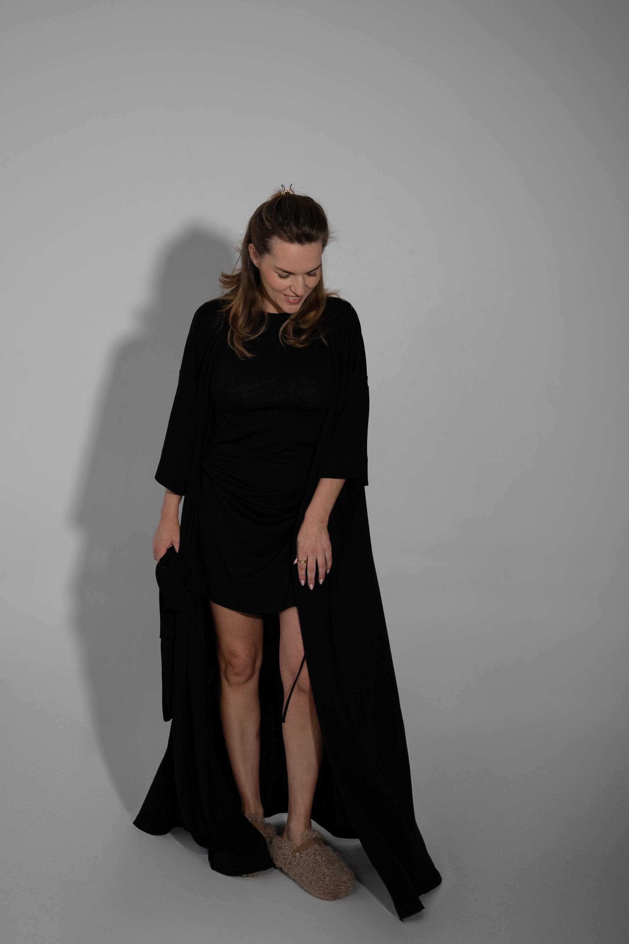 Softest Merino Wool Nightgown With Belt, 100% Merino Wool Lightweight ...