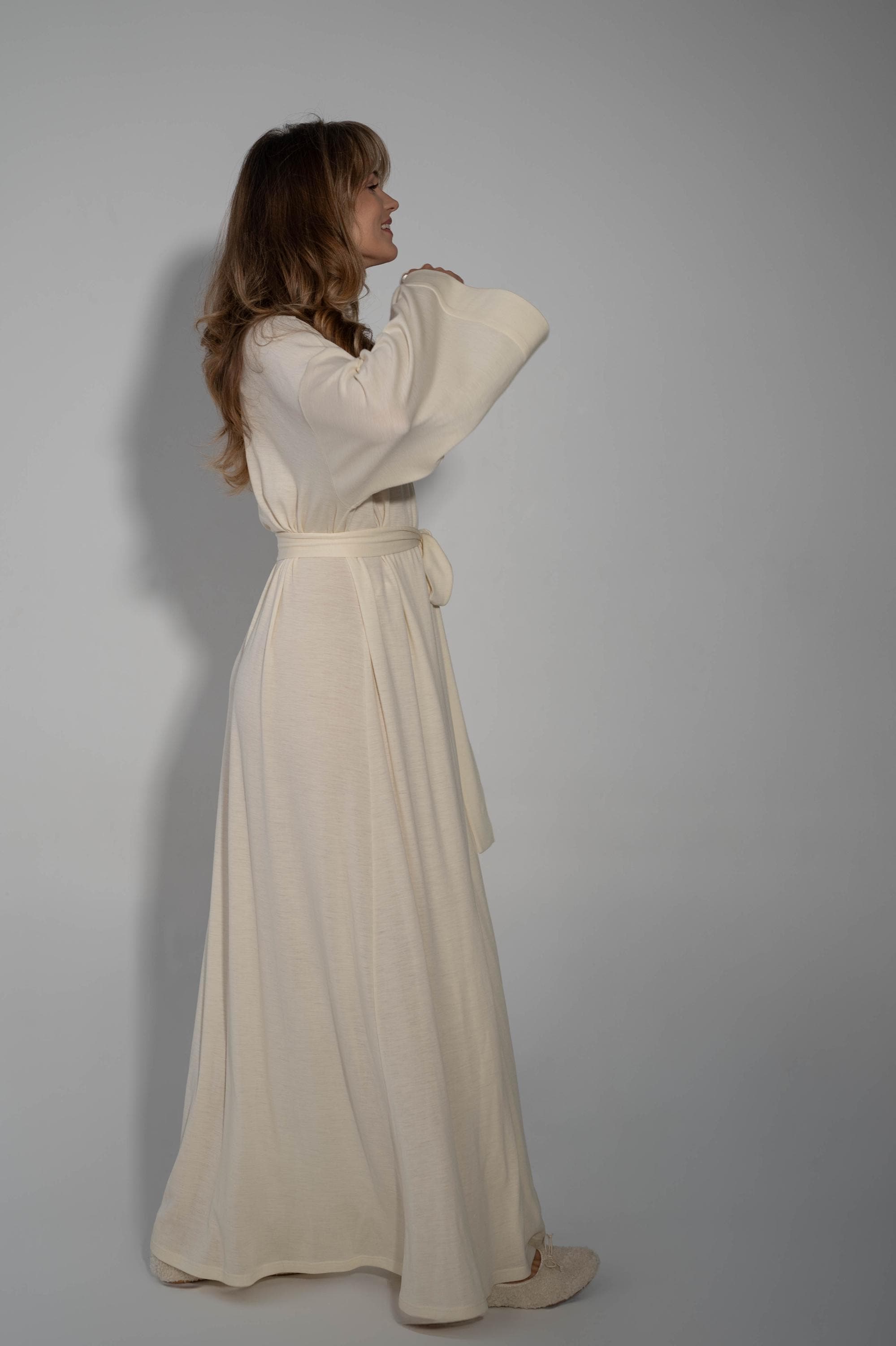 Softest Merino Wool Nightgown With Belt, 100% Merino Wool Lightweight ...