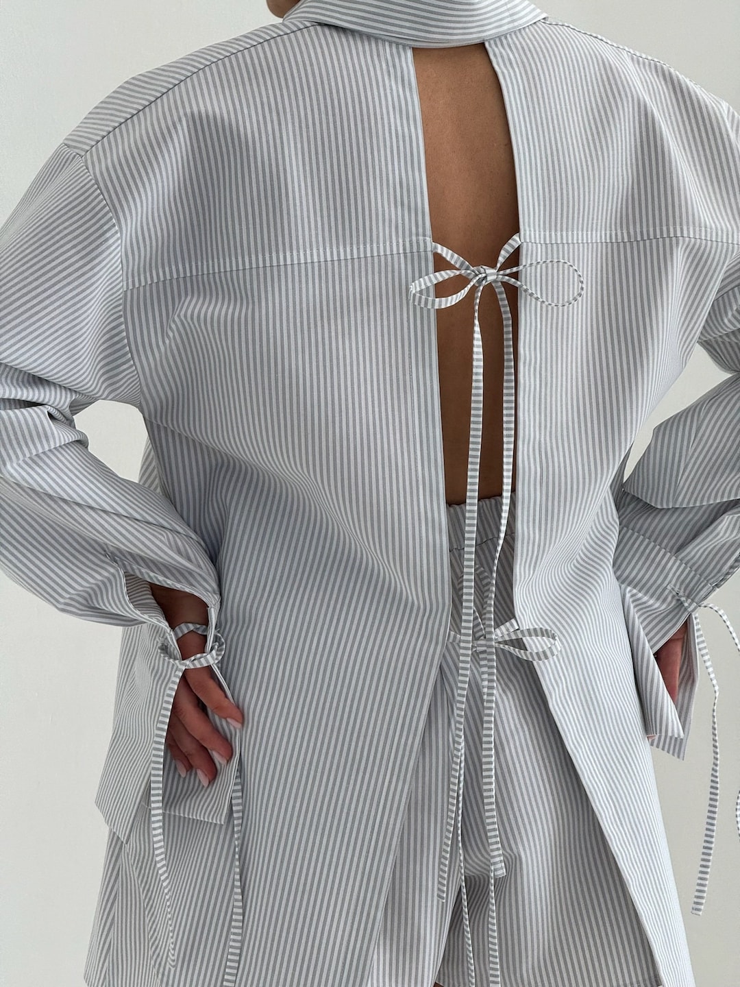 Open Back Cotton Shirt: Oversized Poplin Tunic, Lounge Wear - Etsy