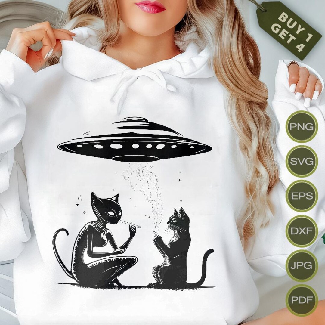 Ufo Alien Cat SVG PNG, Funny Cat Shirt, Space Cat Meme, Alien Svg, Cat ...