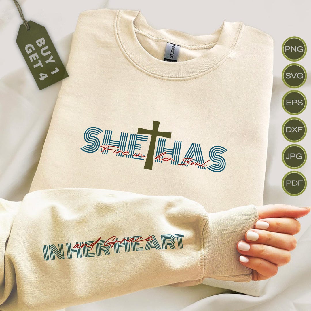 She Has Fire in Her Soul SVG PNG, Elegant Christian Quote Svg, Christian Sleeve Svg, Bible Verse ...