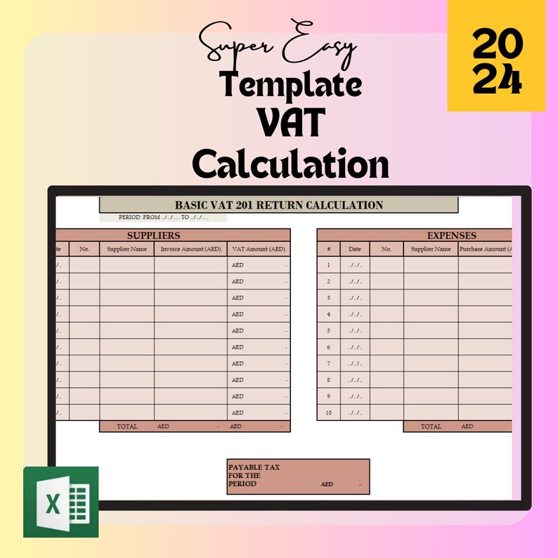 Template Basic VAT 201 UAE Return Filing - Etsy