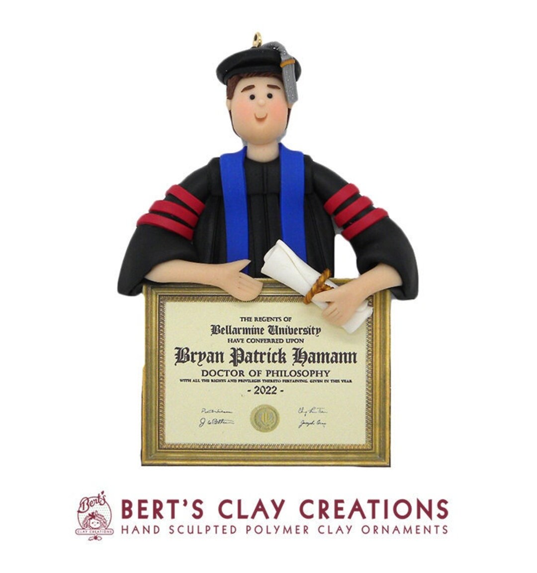 Personalized Doctorate Graduation Ornament With Shawl – Custom Phd Gift ...