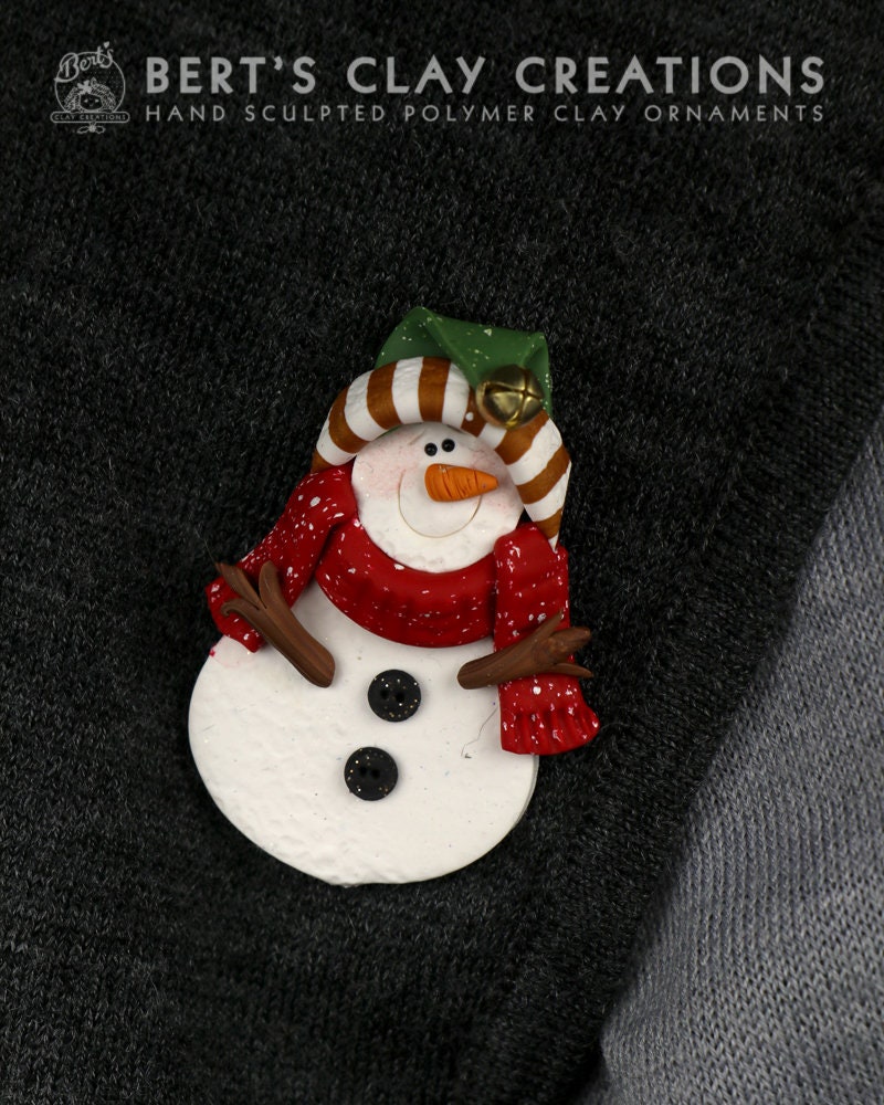 Snowman Pin Full Body With Red Scarf Snowman Brooch - Etsy