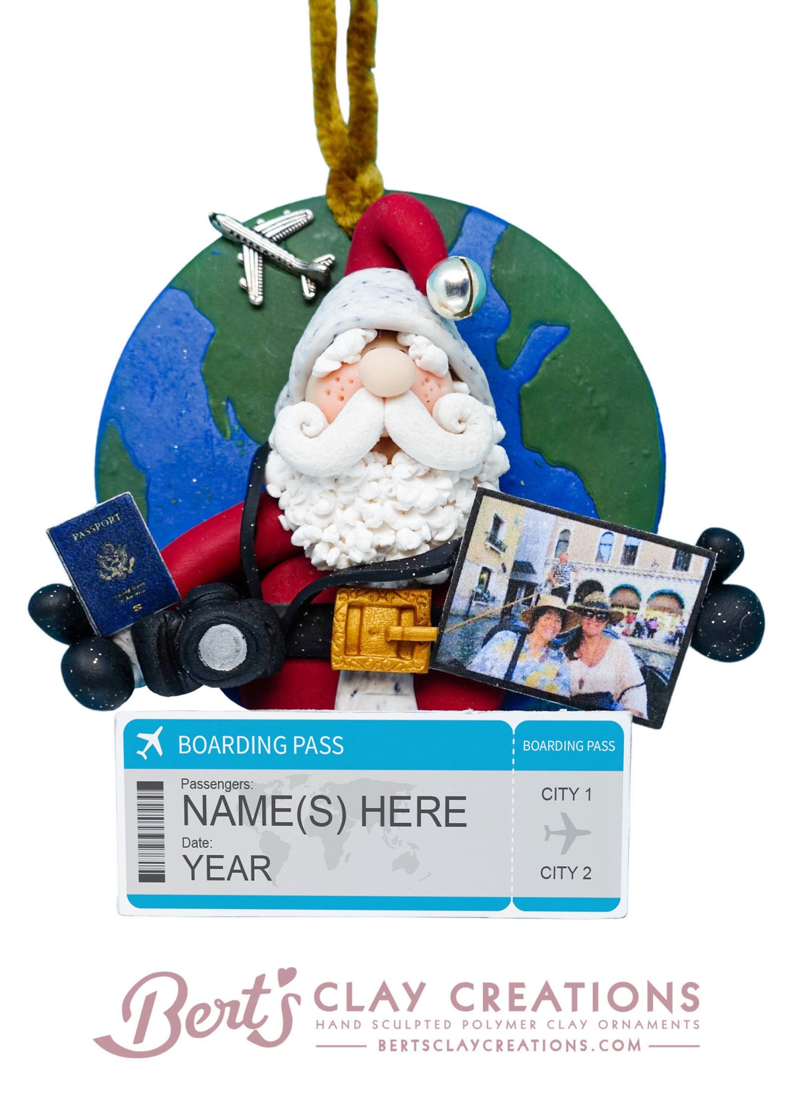 Santa Claus Ornament Vacation Travel Santa Send Vacation - Etsy
