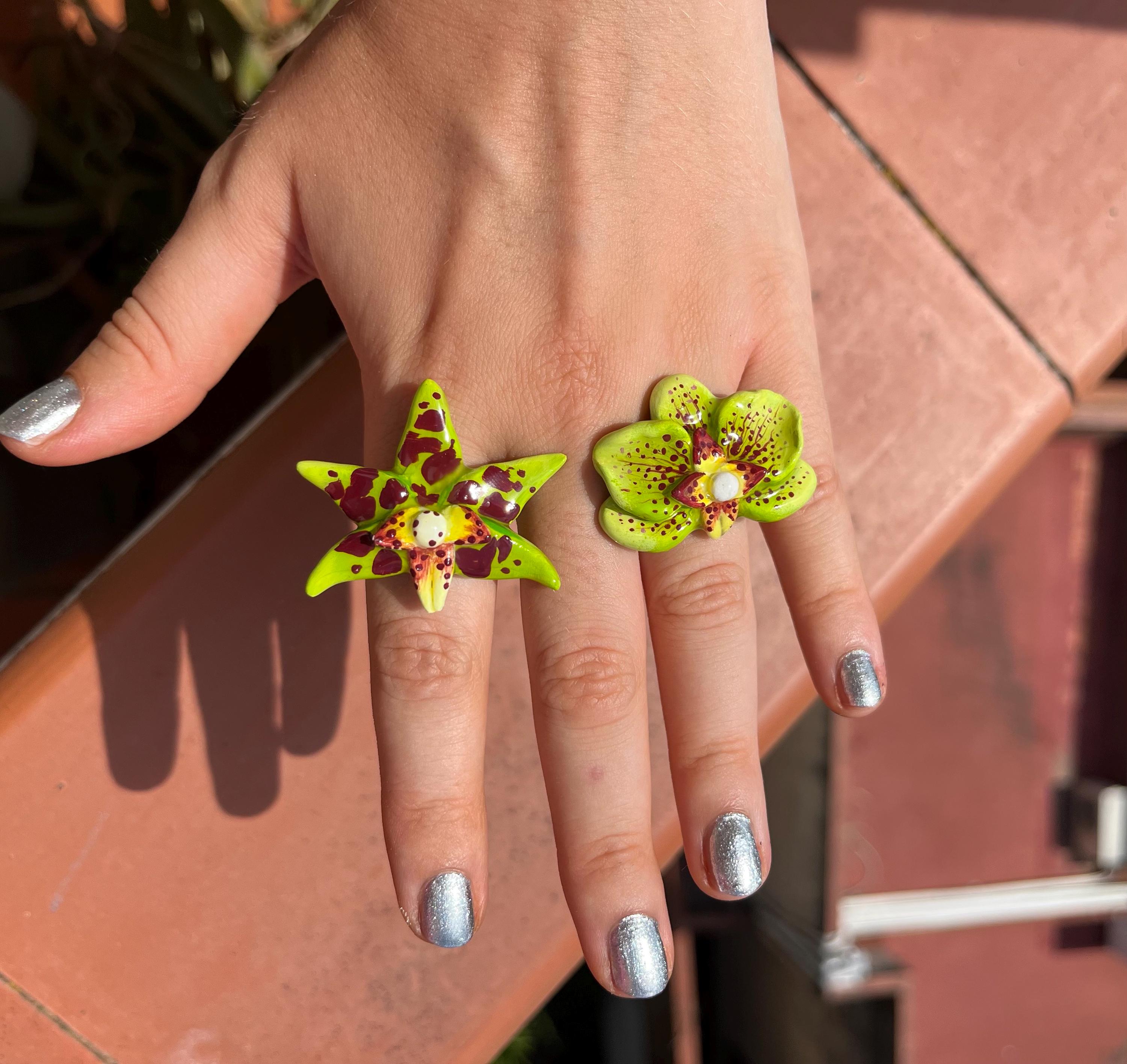 Handmade Clay Orchid Ring - Etsy