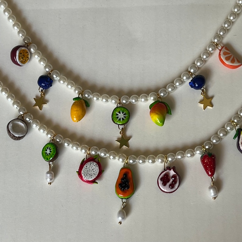 Handmade Clay Fruit Charm Necklaces - Etsy