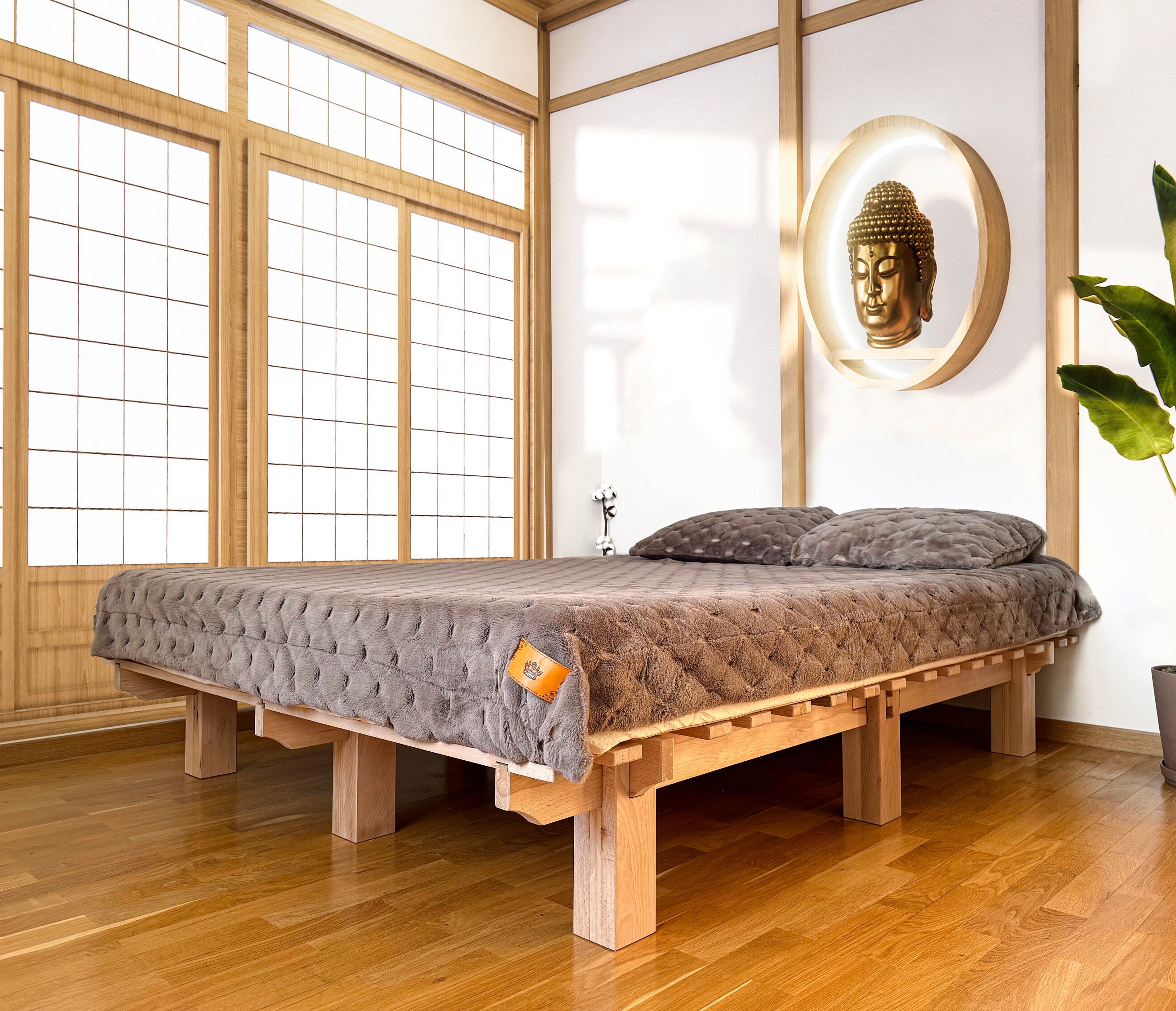 Platform Bed, Japanese Wooden Bed Frame, Japanese Joinery Bed Frame ...