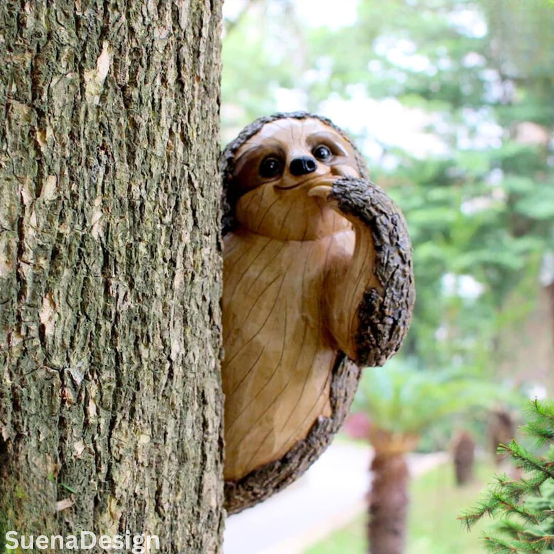 Realistic Sloth Tree Statue, Resin Garden Ornament, Climbing Sloth ...