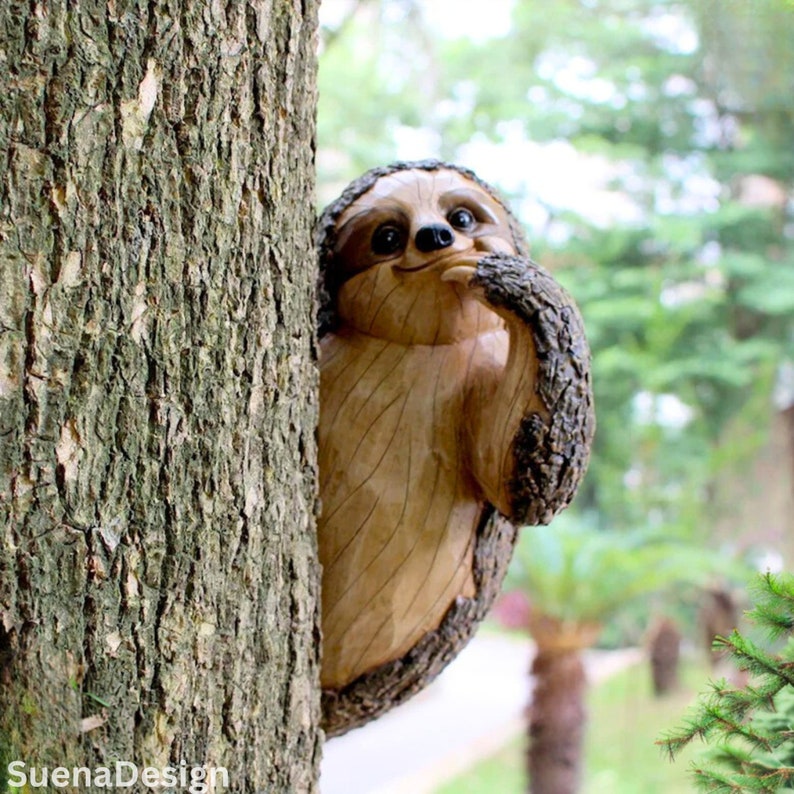 Realistic Sloth Tree Statue, Resin Garden Ornament, Climbing Sloth ...