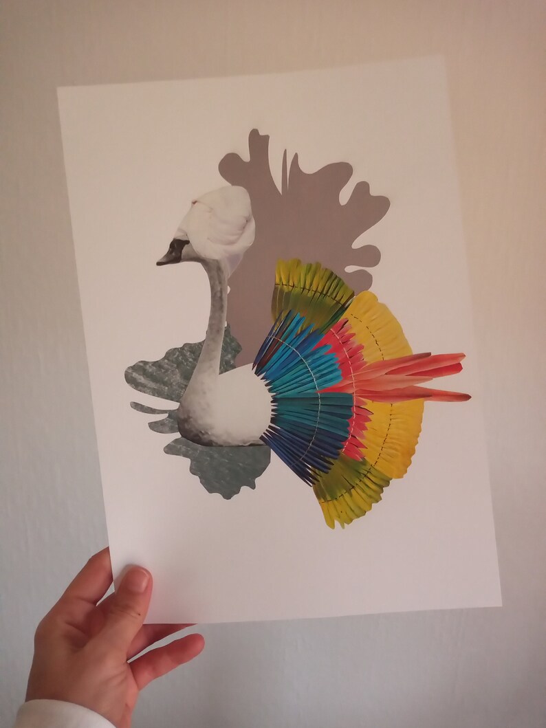 Original Collage Duck With Feathers Created by Hand Using Magazine ...