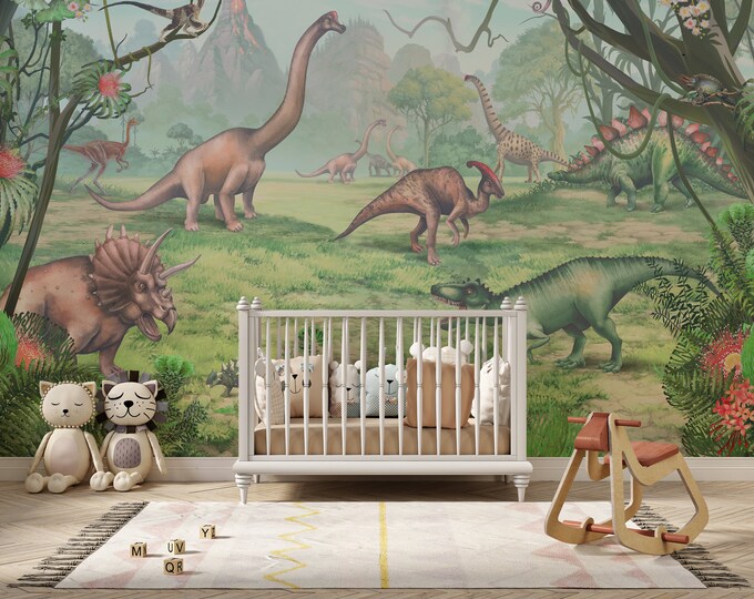 Dinosaur Wallpaper Dino Wall Design Abstract Kids and Girls Room ...